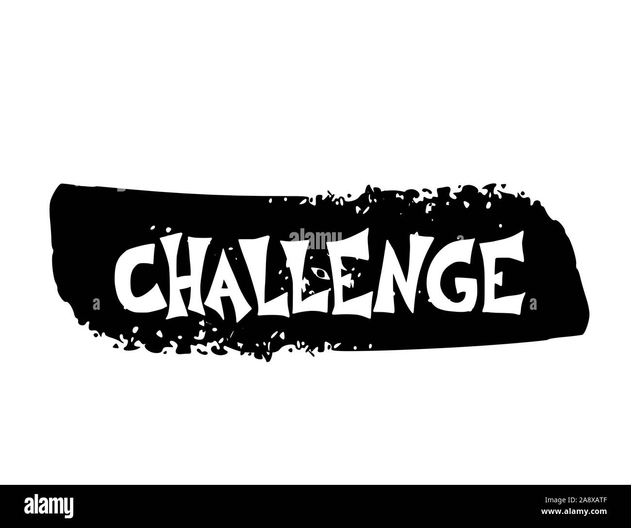 Challenge stylized text with brush line background. Vector hand drawn ...