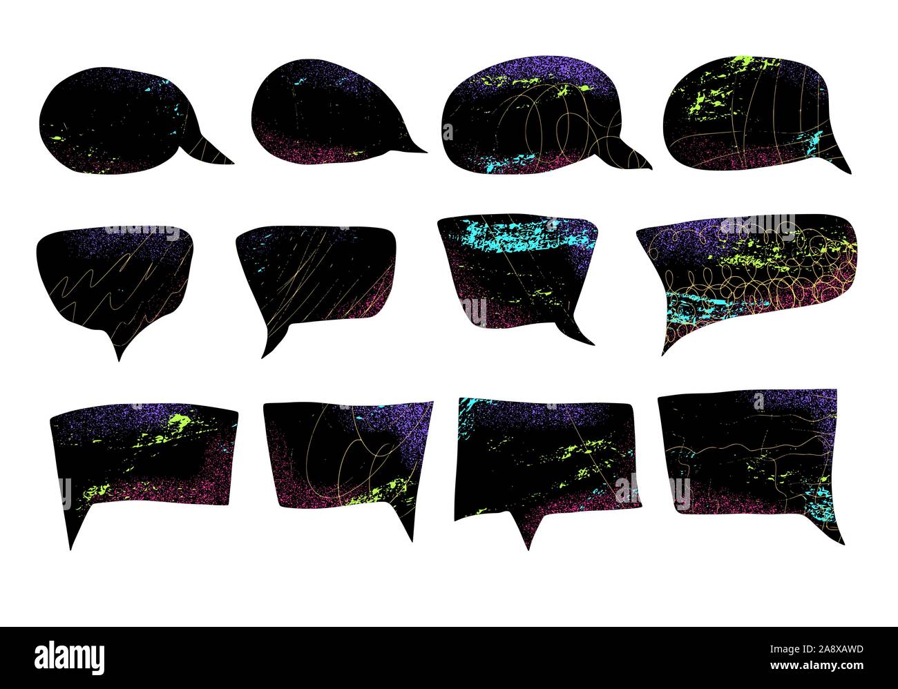 Speech bubbles collections. Bundle of hand drawn collage elements ...