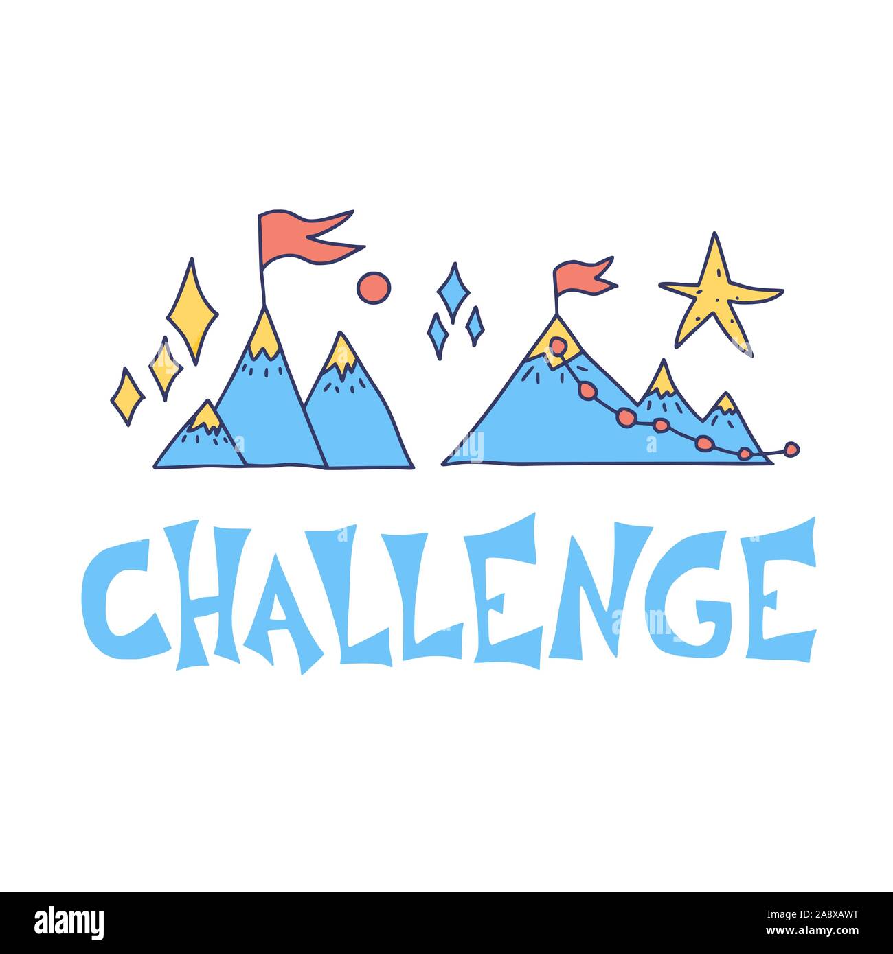 Challenge emblem. Stylized text. Vector hand drawn quote with ...