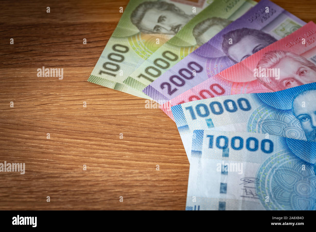 Chile money, pesos, various banknotes Stock Photo - Alamy