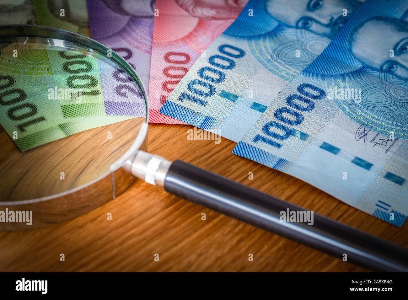 Chilean banknotes chile money hi-res stock photography and images - Alamy