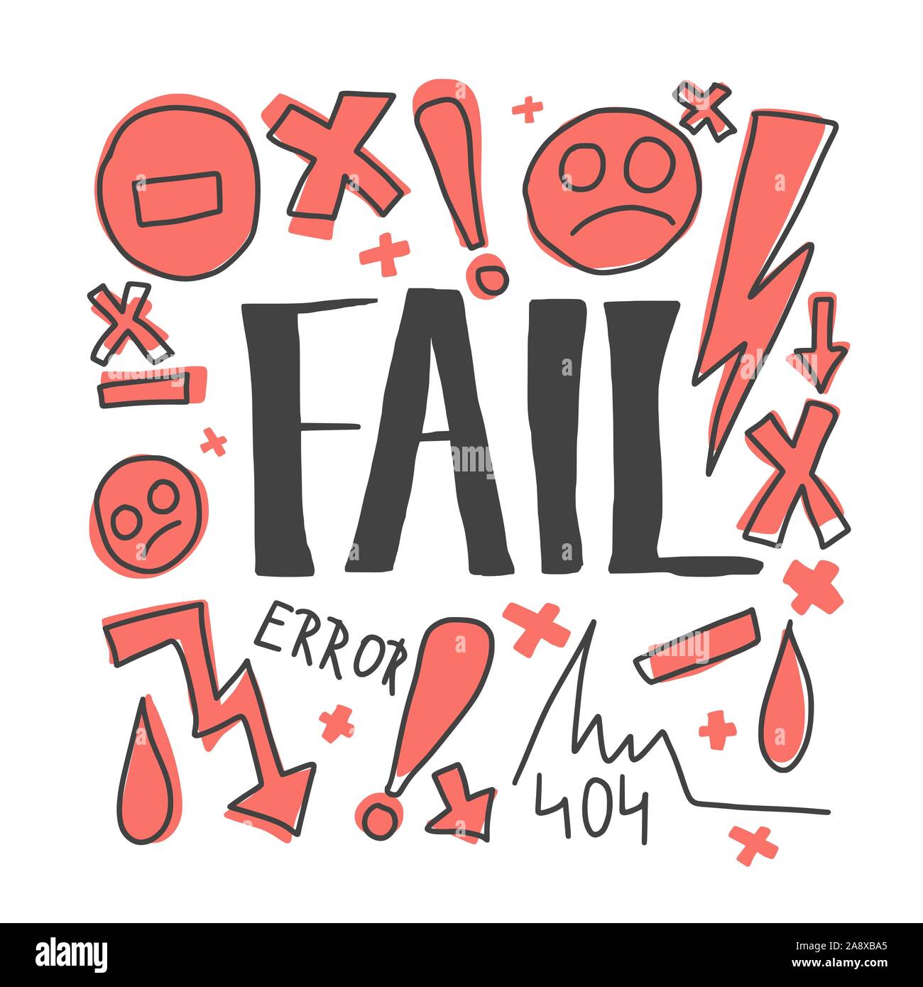 Fail sign. Hand drawn lettering with decoration. Vector illustartion ...