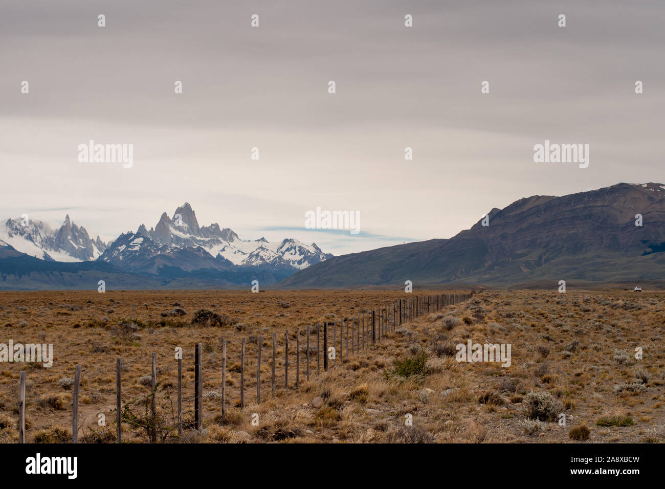 The ridge Mount Fitz Roy and the famous Patagonian pampas, mountains ...