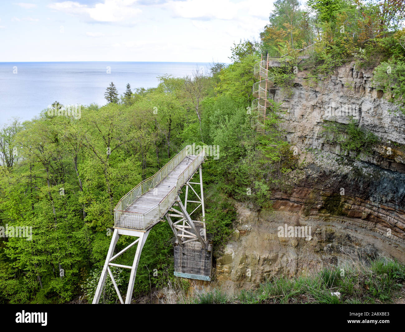 landscape with a small but impressive Valaste waterfall on the Gulf of ...