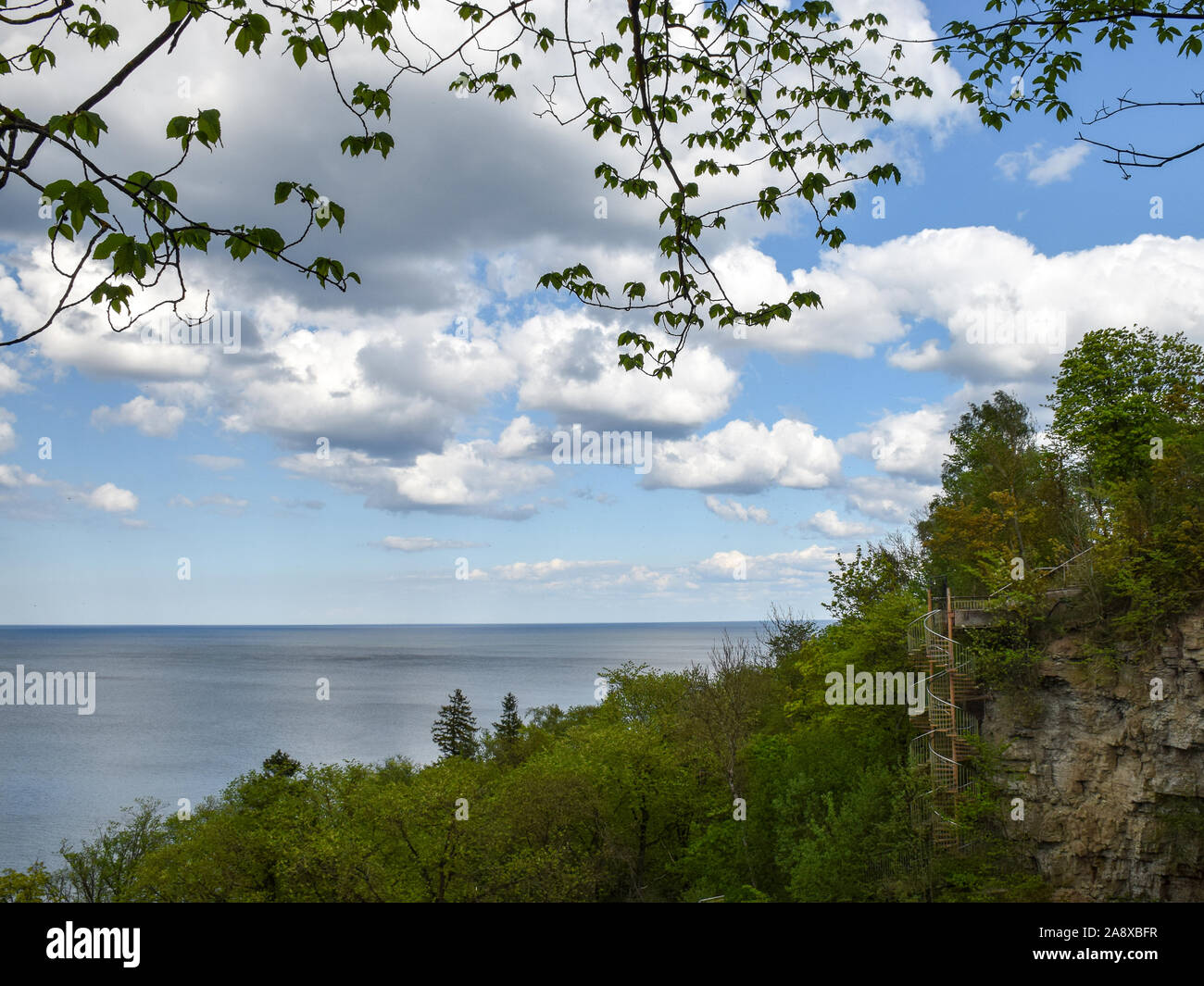 landscape with a small but impressive Valaste waterfall on the Gulf of ...