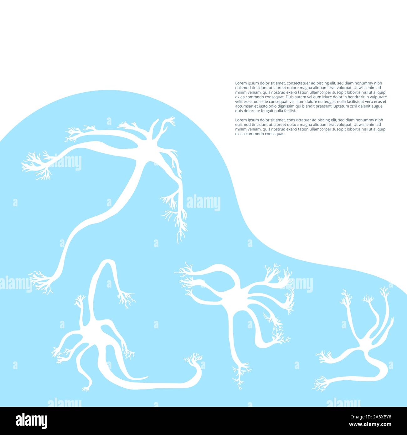 Banners template with neuron cells with long axons. Vector illustartion ...
