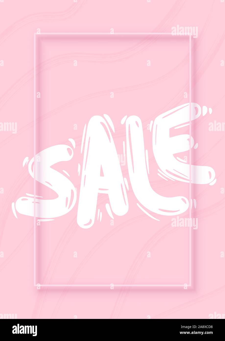 Sale banner.Hand drawn text with frame. Vector illustration Stock ...