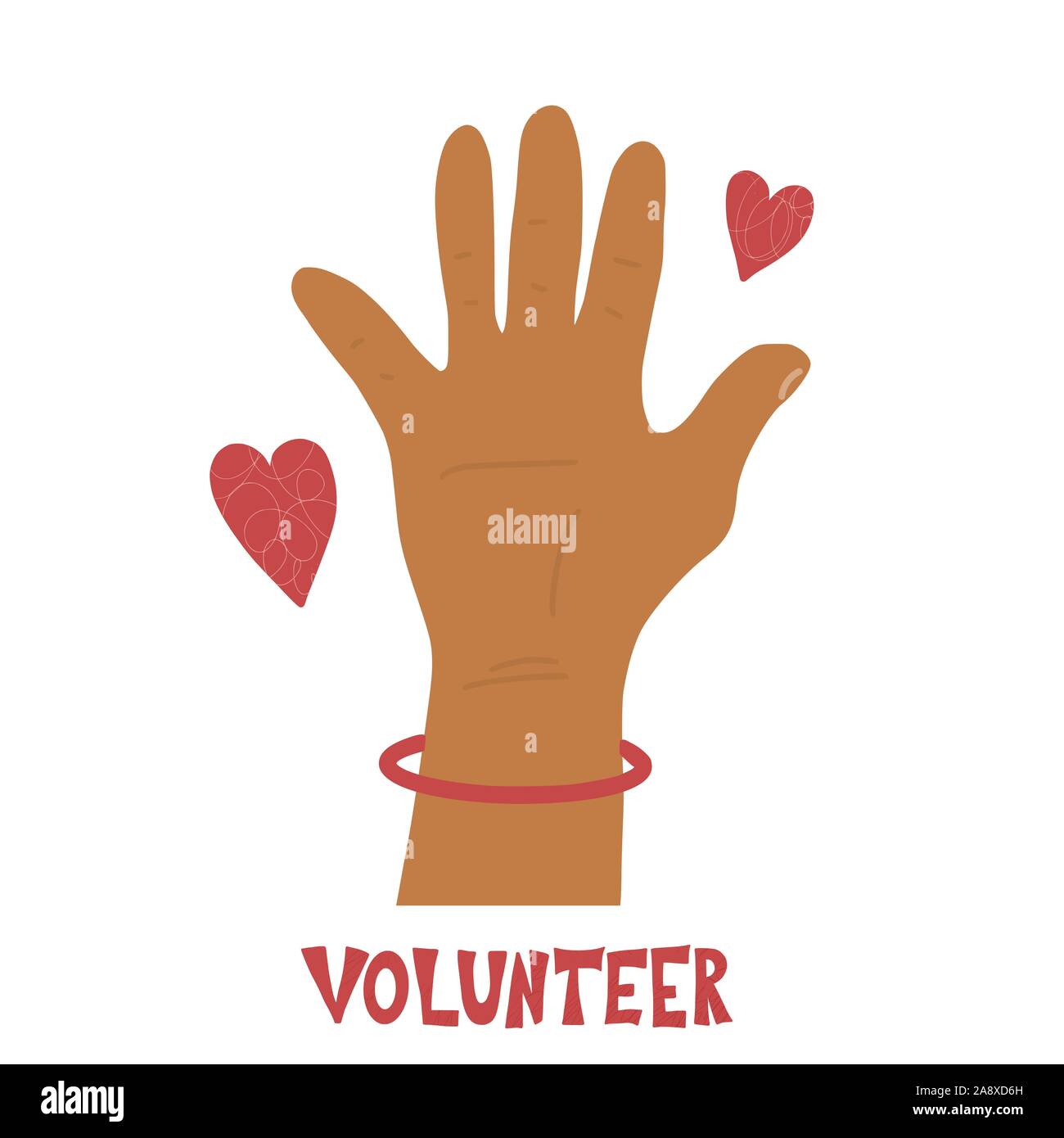 Volunteers palm. Hand of person who do charity. Vector illustration ...