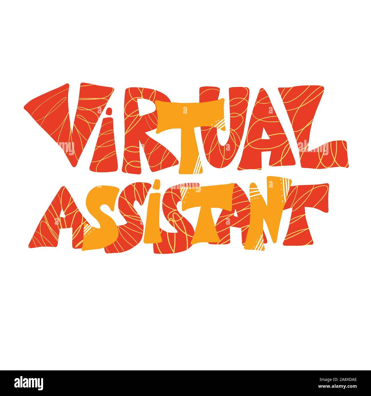 Virtual assistant text isolated. Hand drawn quote. Virtual help service ...