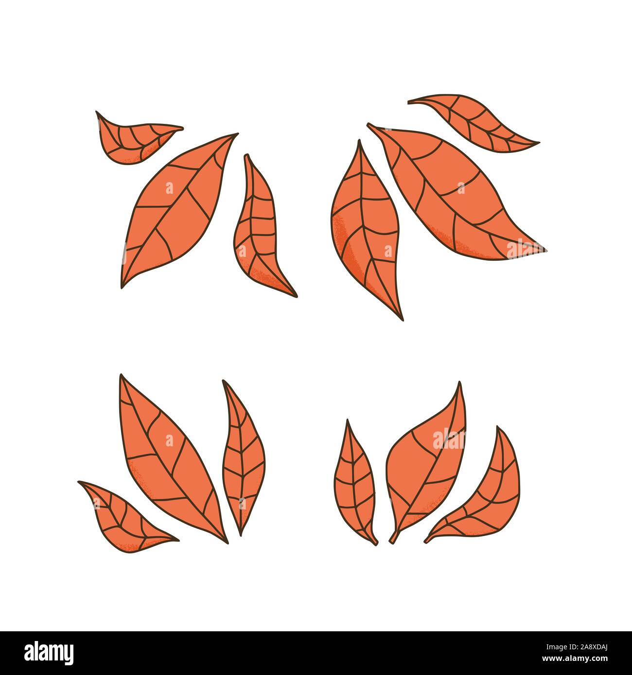 Set of autumn leaves in doodle style. Vector illustration Stock Vector ...