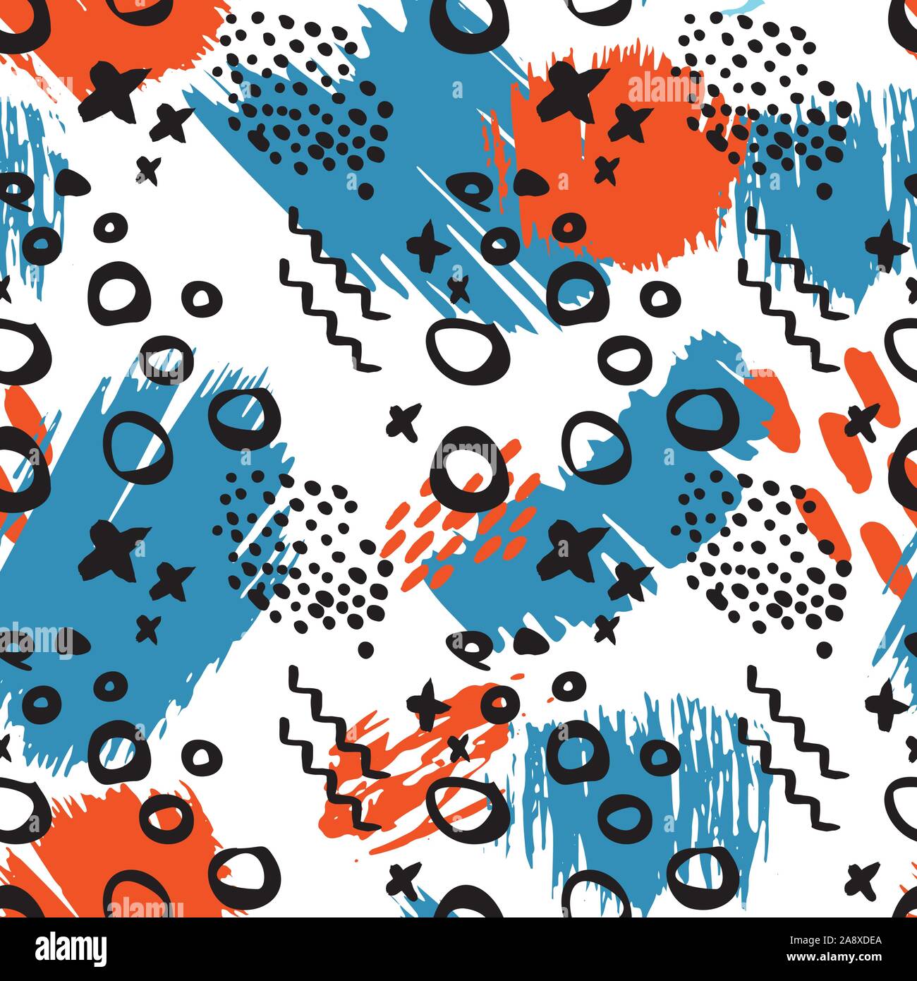 Abstract grunge seamless pattern with shapes, lines, spots, dots. Dirty ...