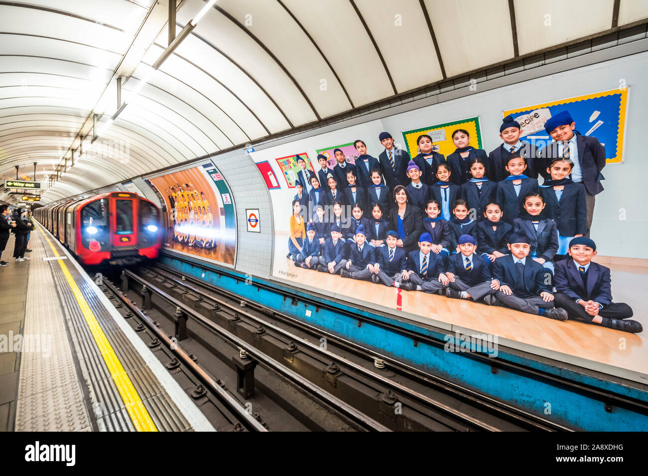 London, UK. 11th Nov 2019. Yr 3 project posters on the platform ...