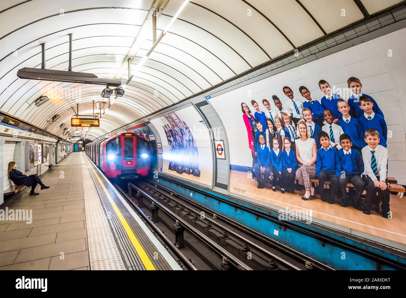 London, UK. 11th Nov 2019. Yr 3 project posters on the platform ...