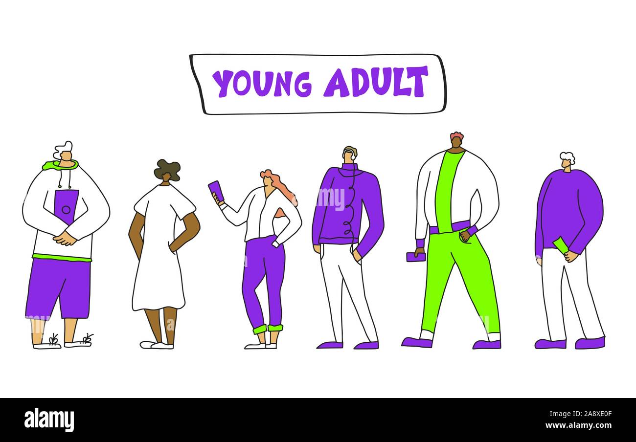 Young adult characters isolated. Vector flat illustartion Stock Vector ...
