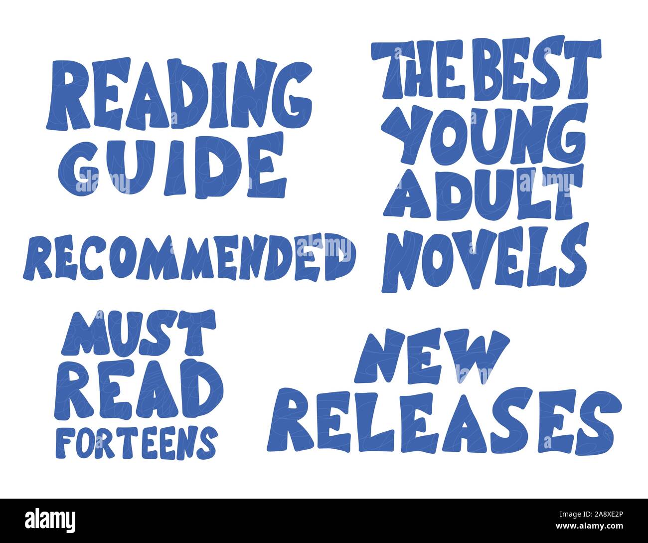 Young adults book phrases. Set of hand drawn quotes about reading for ...