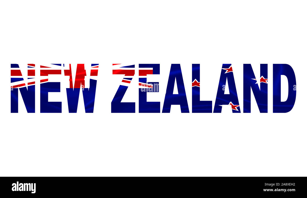 "New Zealand" Lettering Art over the New Zealand Flag Stock Photo - Alamy