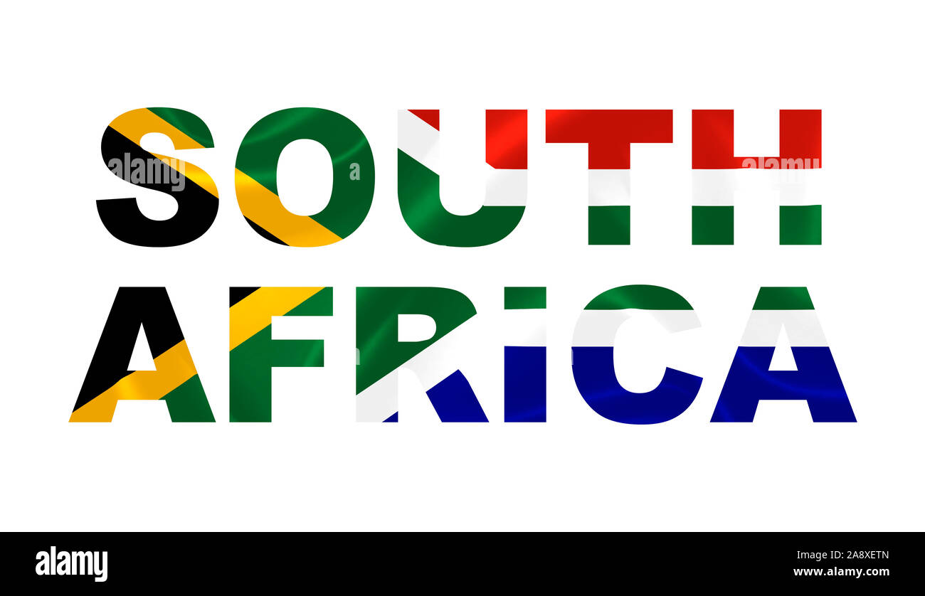 "South Africa" Lettering Art over the South African Flag Stock Photo ...