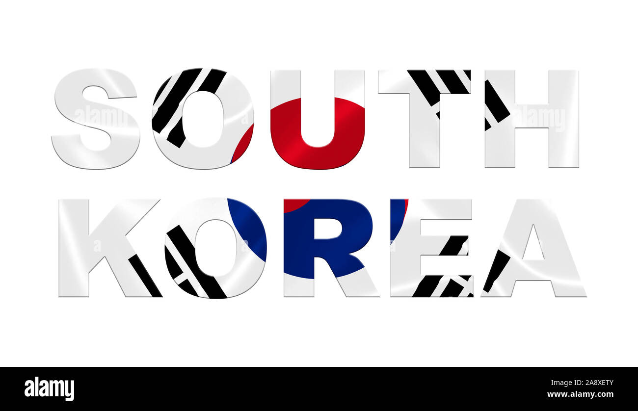 "South Korea" Lettering Art over the South Korean Flag Stock Photo - Alamy