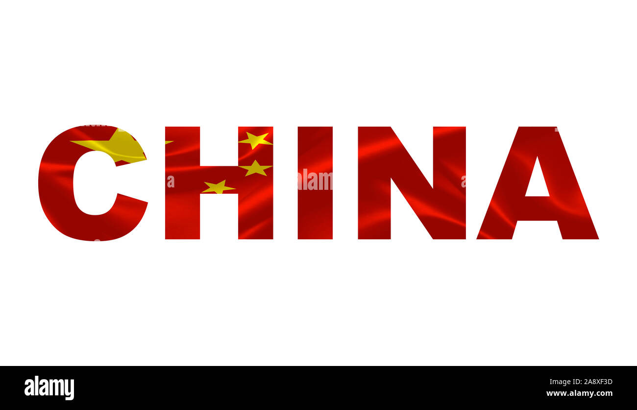 "China" Lettering Art over the Chinese Flag Stock Photo - Alamy