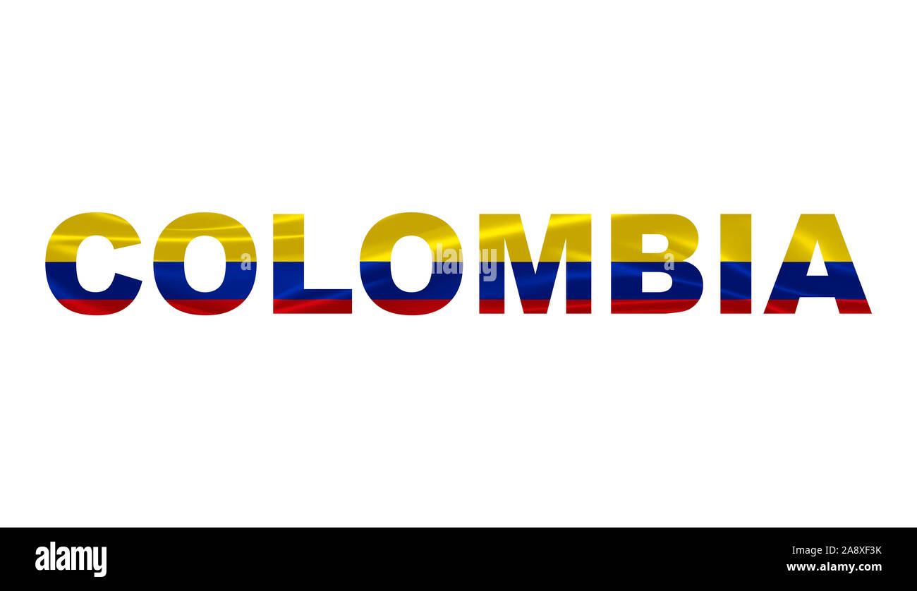 "Colombia" Lettering Art over the Colombian Flag Stock Photo - Alamy