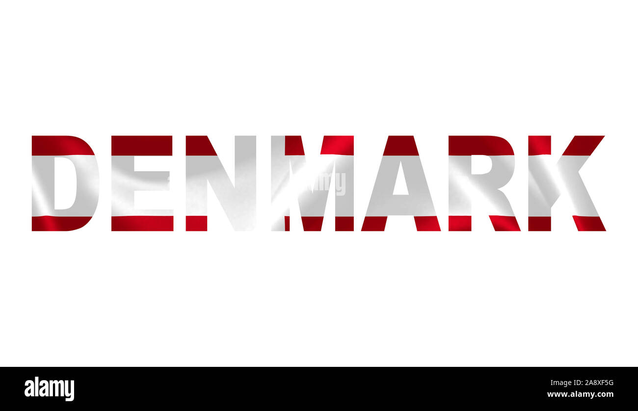 "Denmark" Lettering Art over the Danish Flag Stock Photo - Alamy
