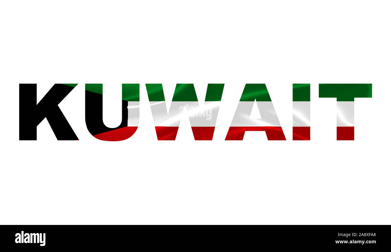 "Kuwait" Lettering Art over the Kuwait Flag Stock Photo - Alamy
