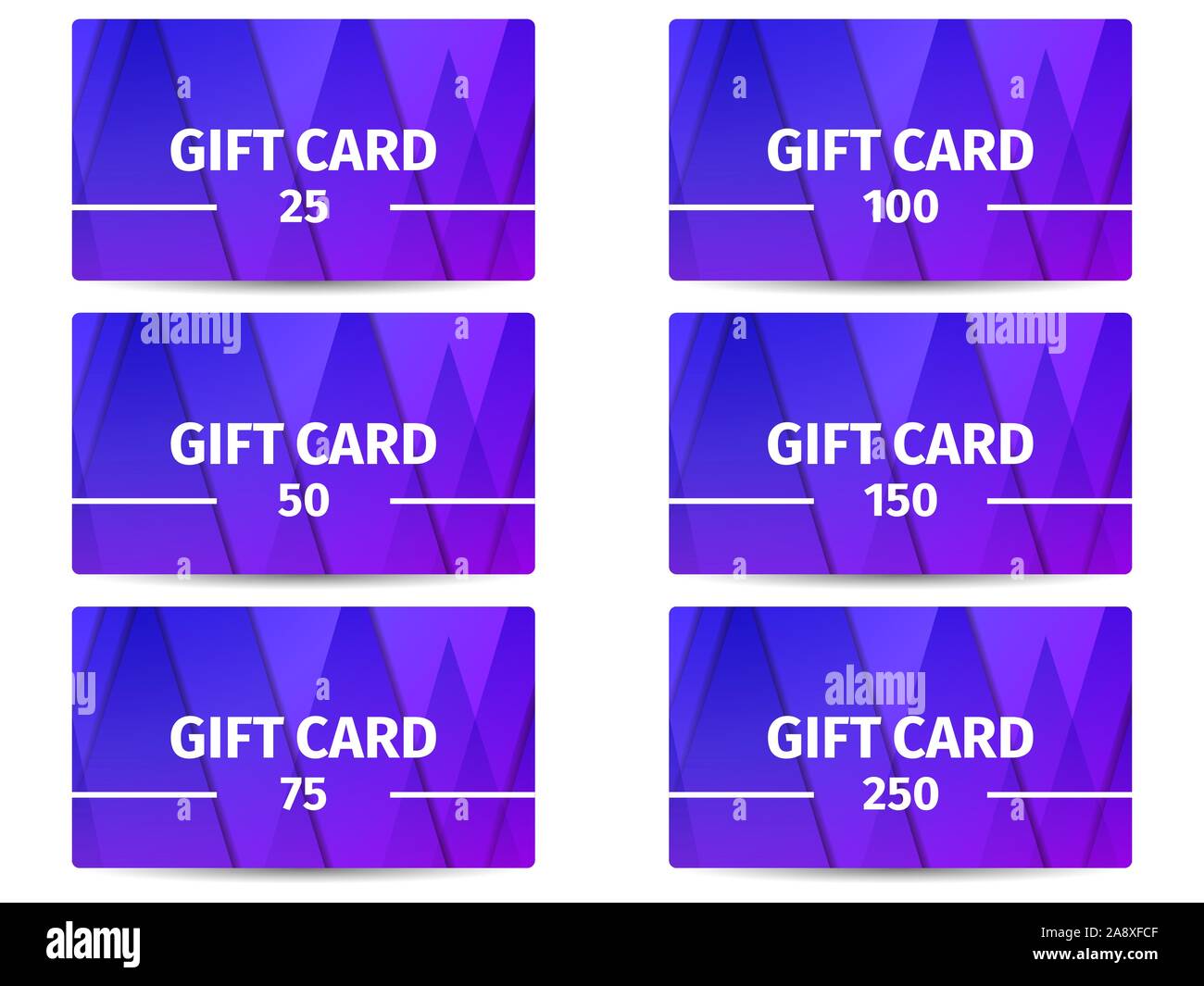 Gift card set. Layers of cut paper. The cards cost in 25, 50, 75 100 ...