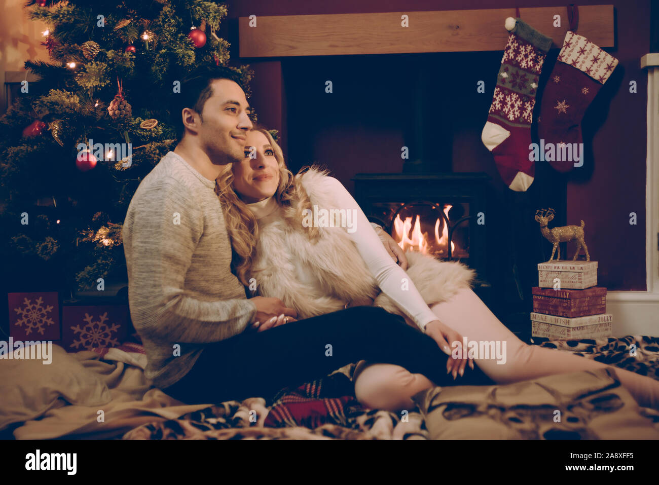 Log fire christmas hi-res stock photography and images - Alamy