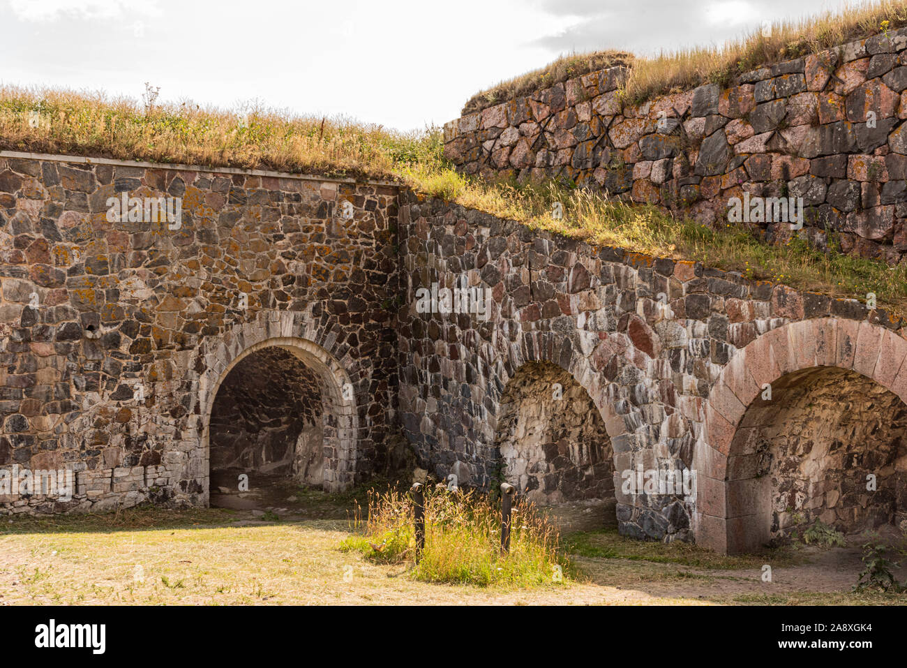 Historic canon at Suomenlinna fortress, a sea fortress built on eight ...