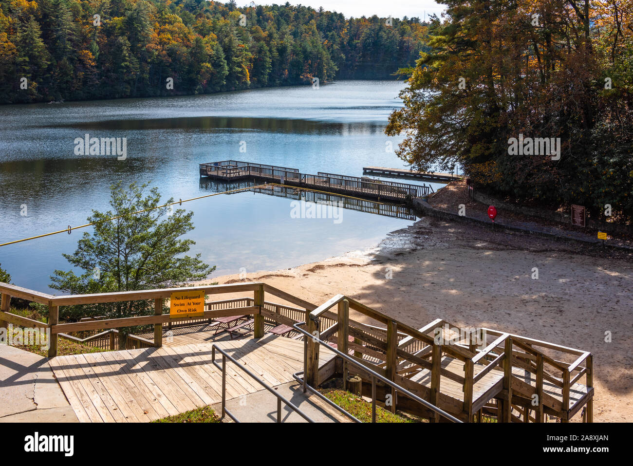 Beach at Unicoi Lake in Unicoi State Park, just outside of Helen ...