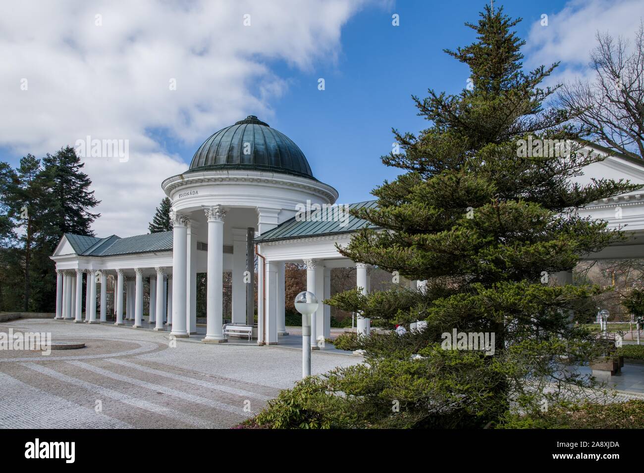 Colonnade (Kolonada) of the cold mineral water springs - center of the ...