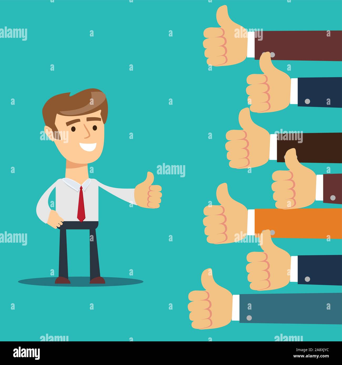 Business man give thumb up sign - many hands with thumbs up Stock ...