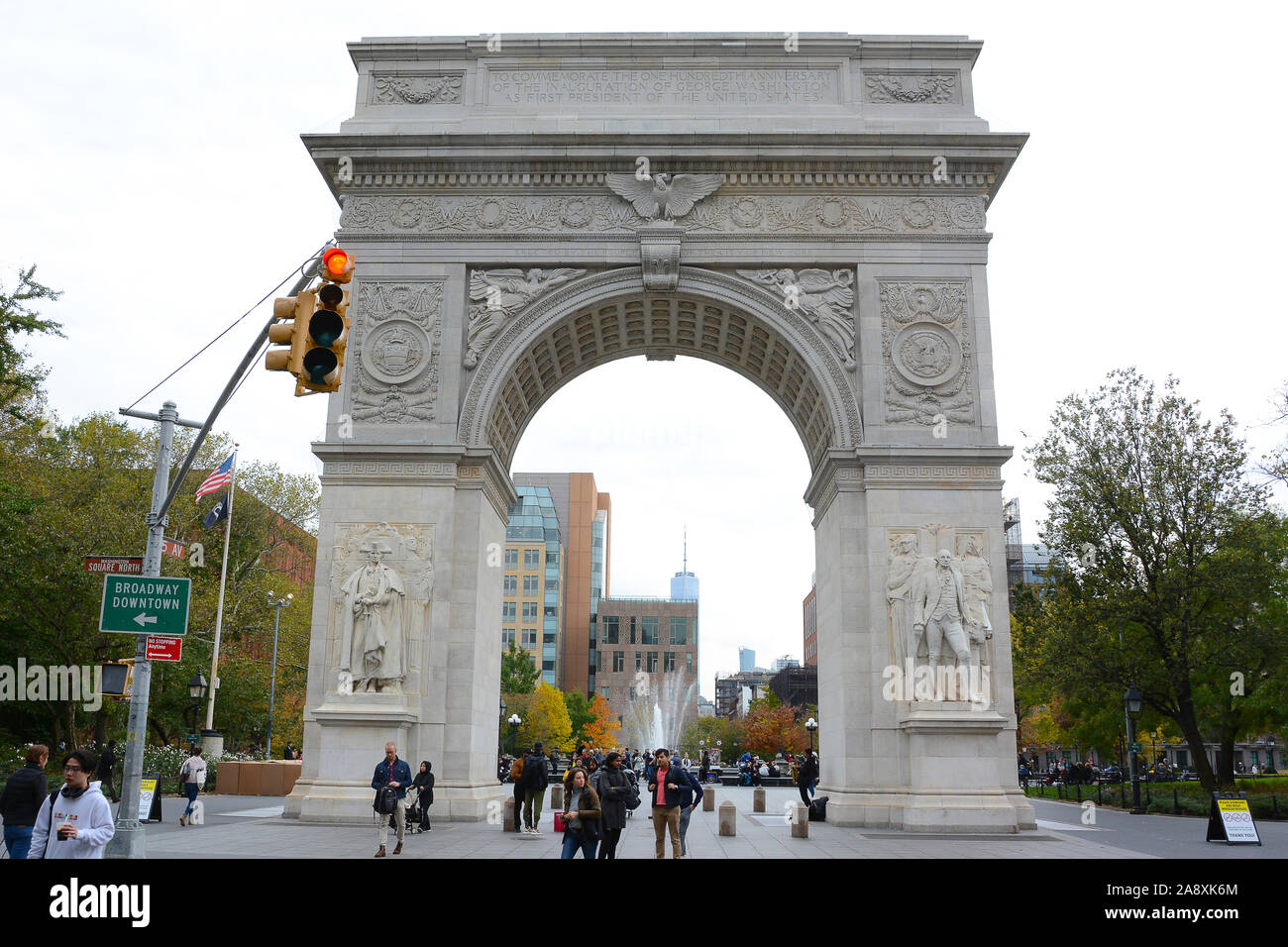 New York, NY - 05 NOV 2019: Washington Square Arch, a marble Roman ...