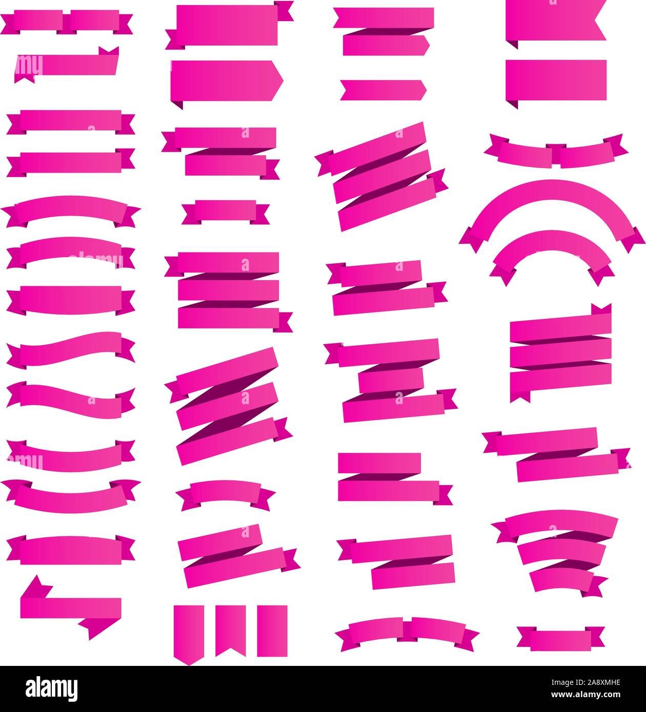 Editable modern set of ribbons isolated on a white background with ...