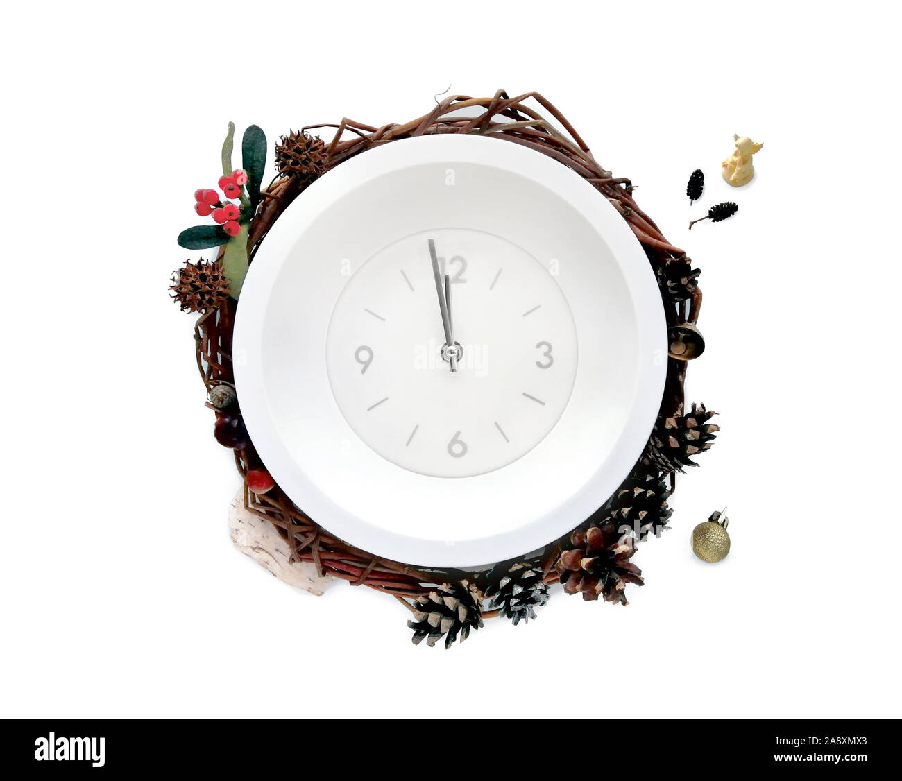 Festive holiday winter clock Cut Out Stock Images & Pictures - Alamy