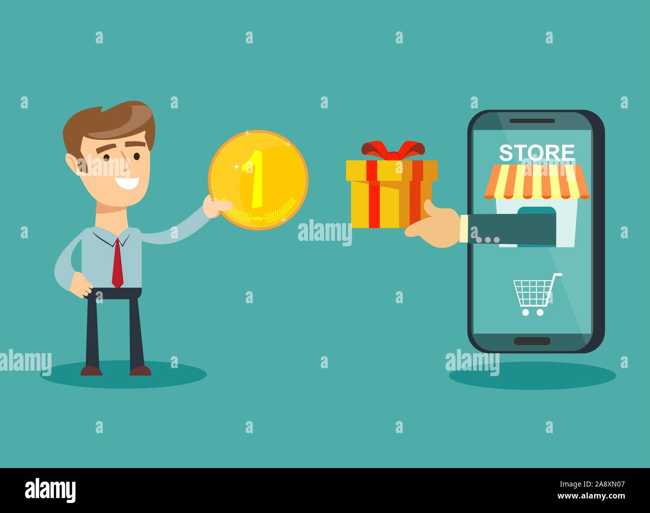 Businessman phone shopping Stock Vector Images - Alamy