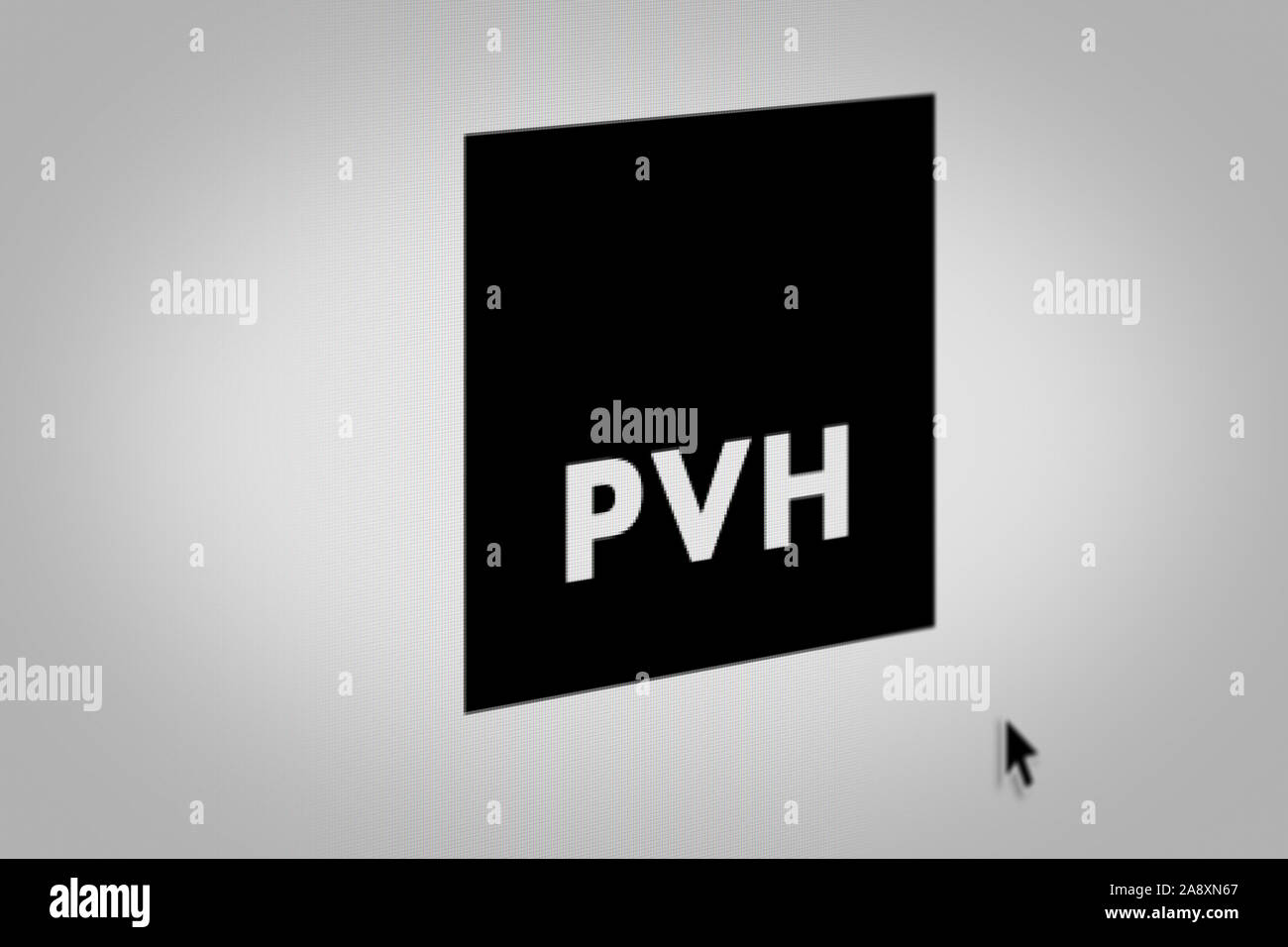 Logo of the public company PVH Corp. displayed on a computer screen in ...