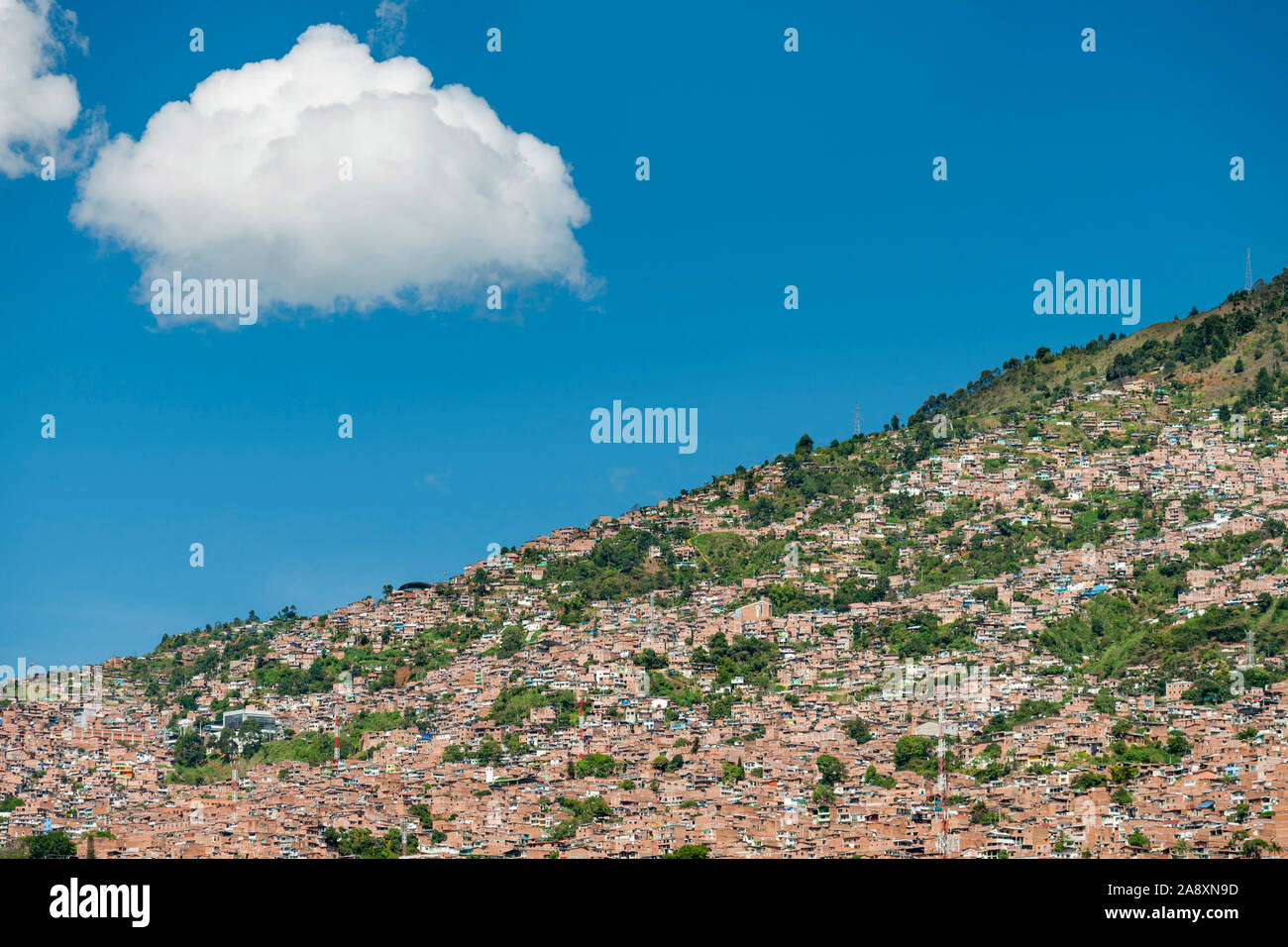 Houses of Manrique neighborhood (comuna 3) in Medellin, Colombia ...