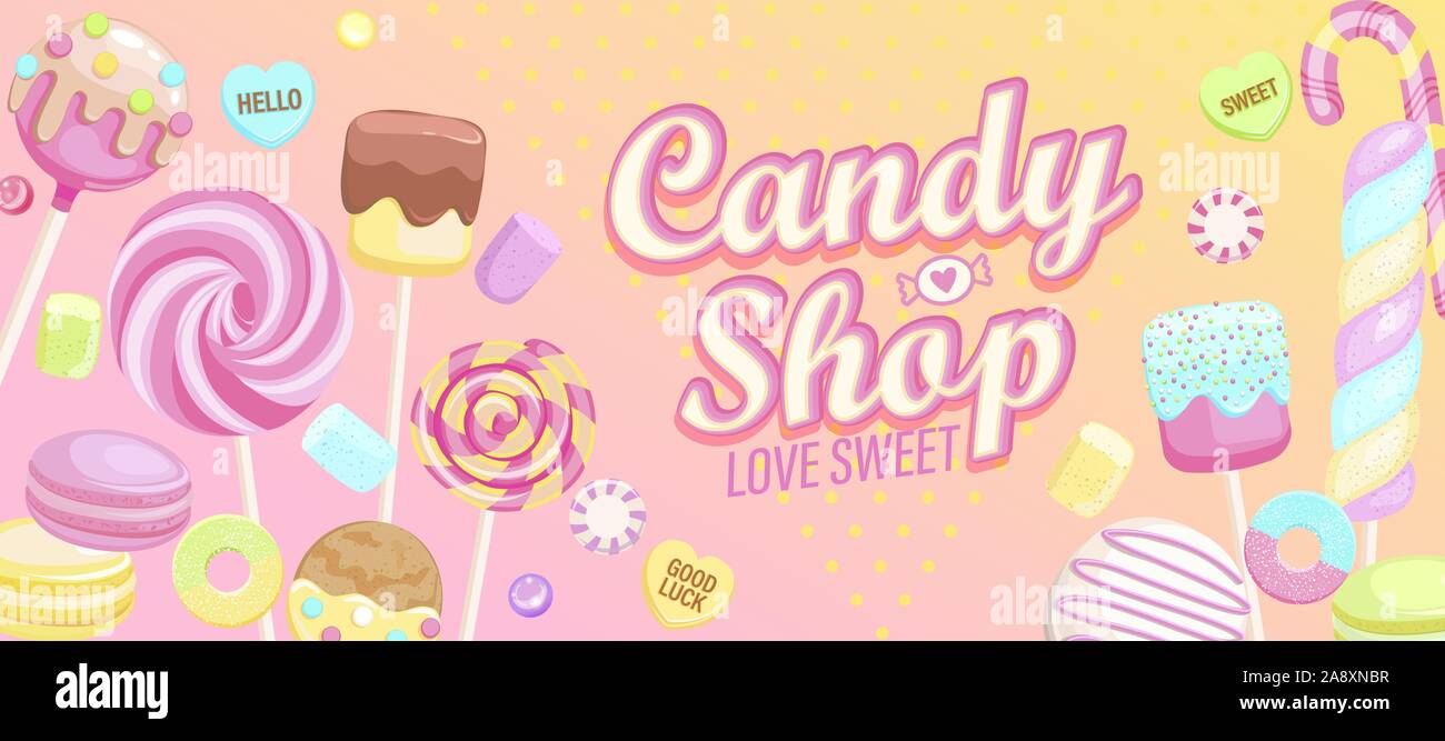 Candy shop welcome banner Stock Vector Image & Art - Alamy