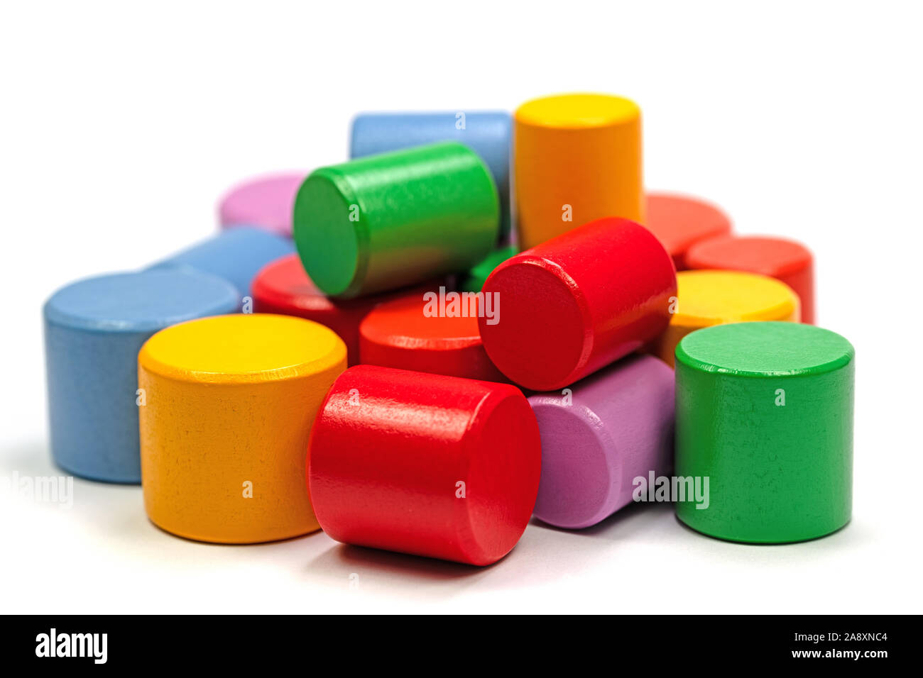 Colorful wooden building blocks against white background Stock Photo ...