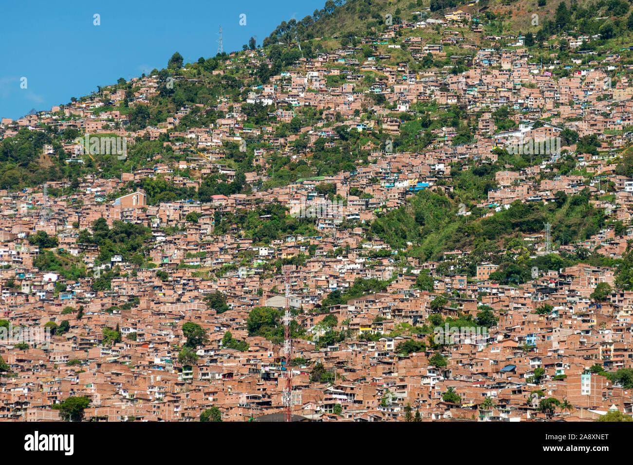 Houses of Manrique neighborhood (comuna 3) in Medellin, Colombia ...