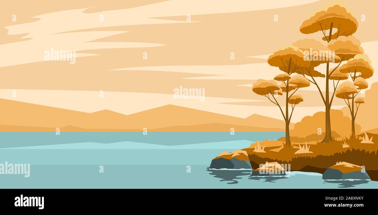 Autumn lake tree Stock Vector Images - Alamy