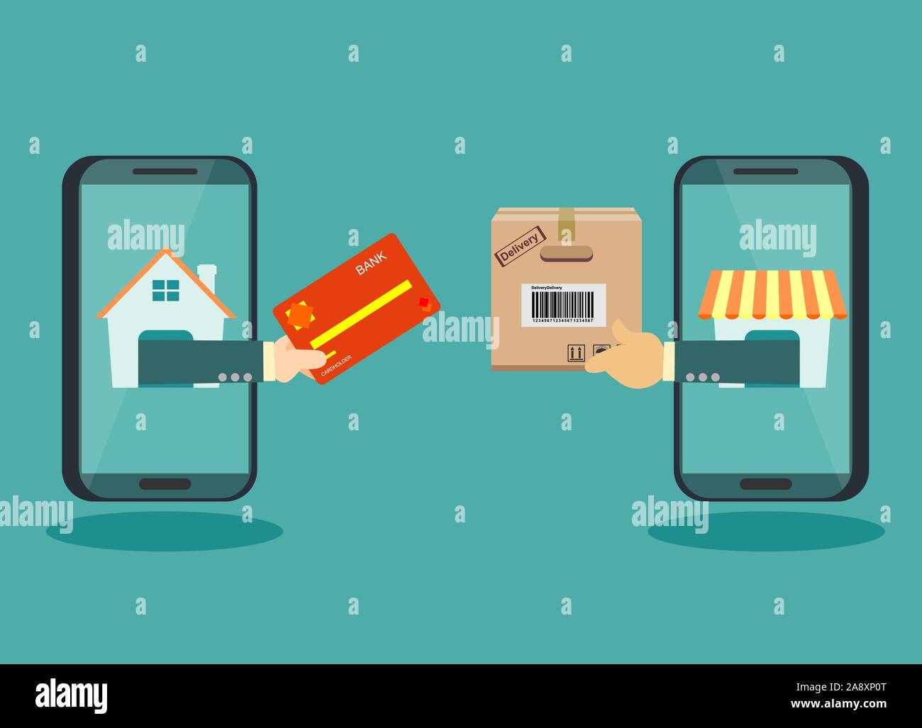 Businessman phone shopping Stock Vector Images - Alamy