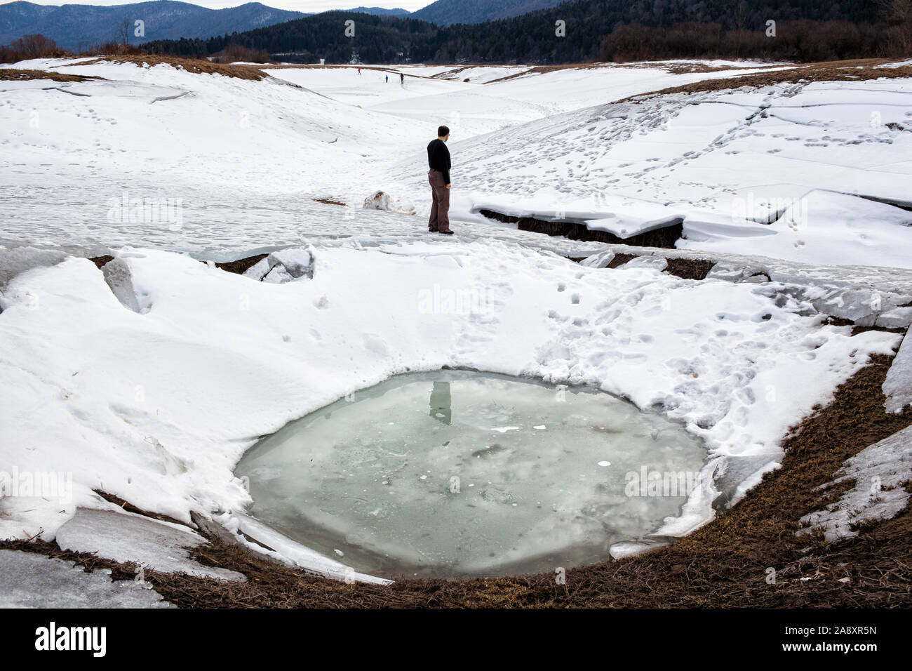 Circular frozen ice puddle hi-res stock photography and images - Alamy