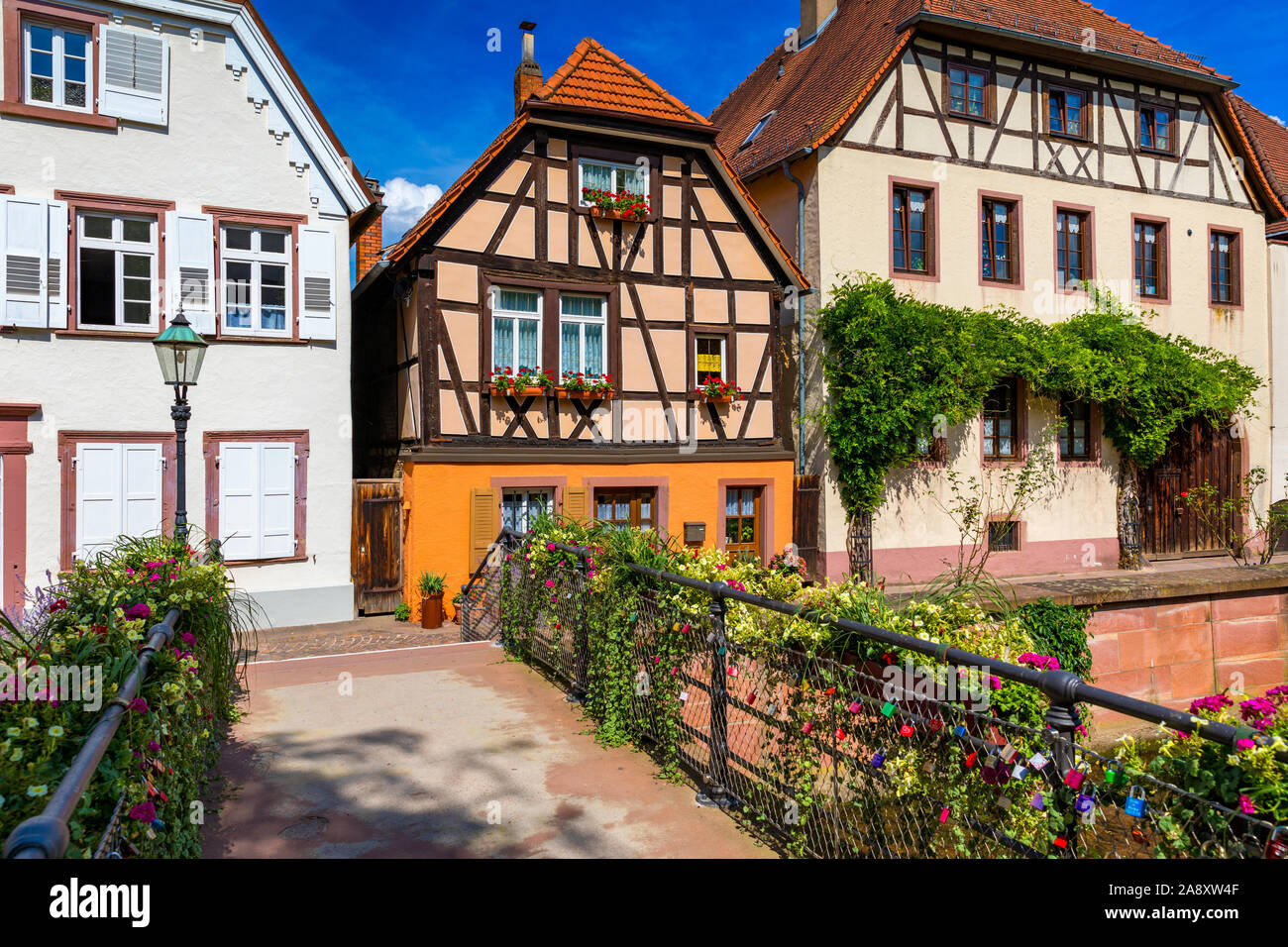 Market square with town hall and town hall tower, Ettlingen, Germany ...