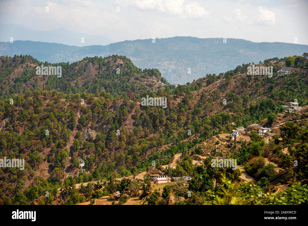 Small remote village on the Kumaon Hills, Uttarakhand, India Stock ...