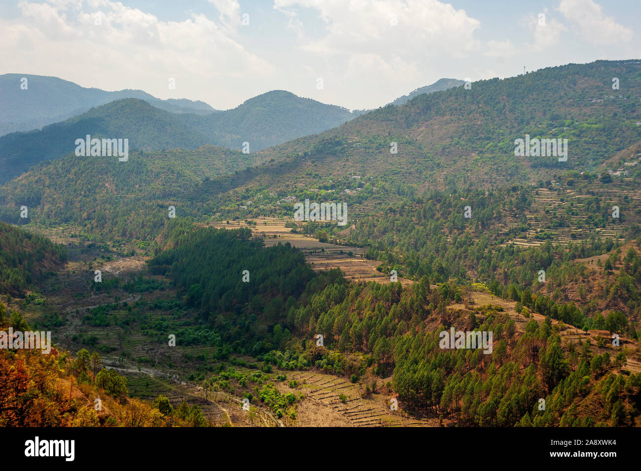 Deep valleys on the remote Kumaon Hills, Uttarakhand, India Stock Photo ...