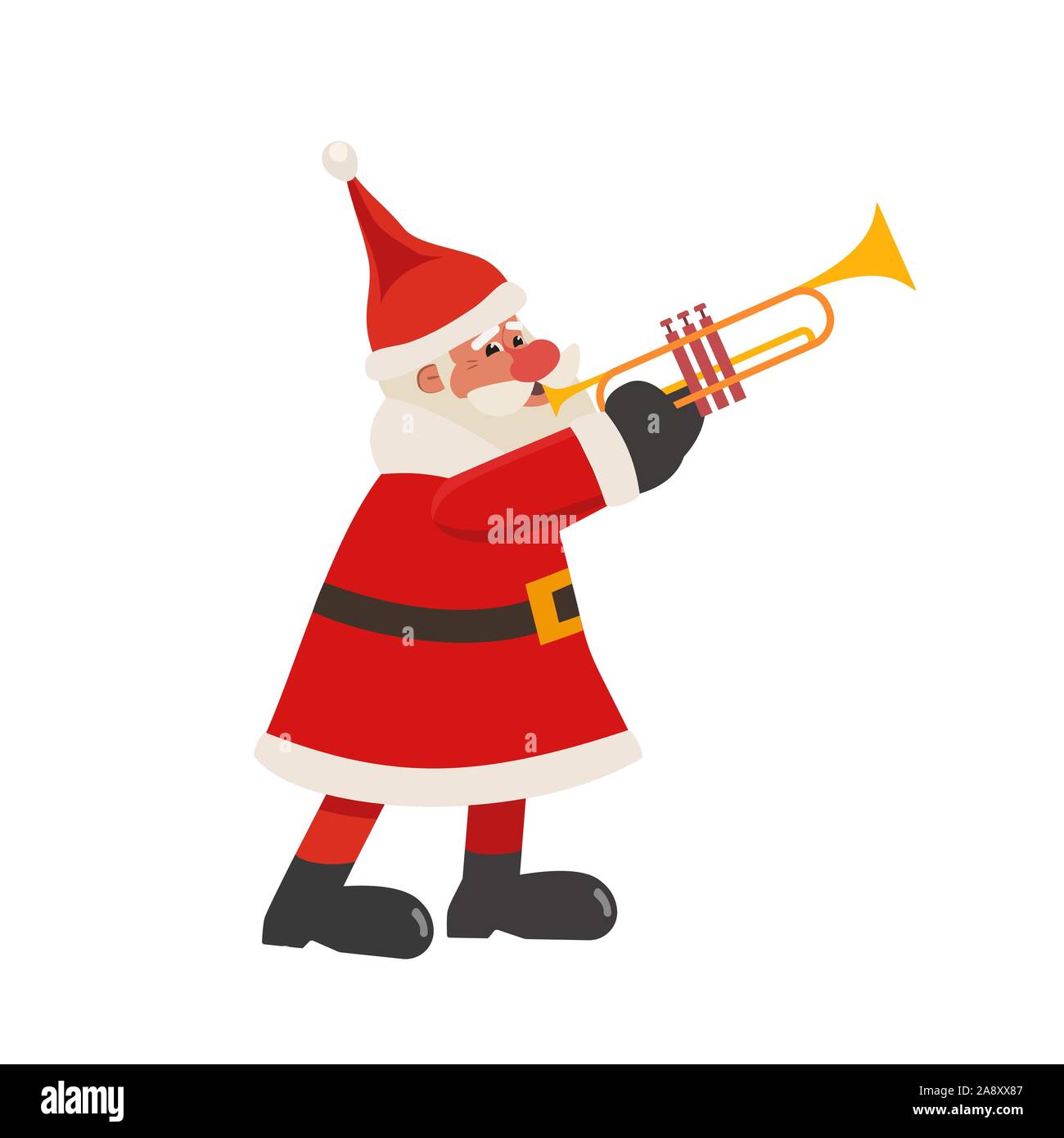 Santa Claus play trumpet vector icon isolated on white Stock Vector ...