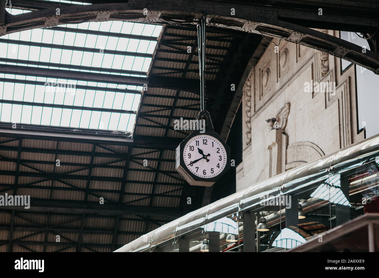 Old clock at a railway station or train station Stock Photo - Alamy