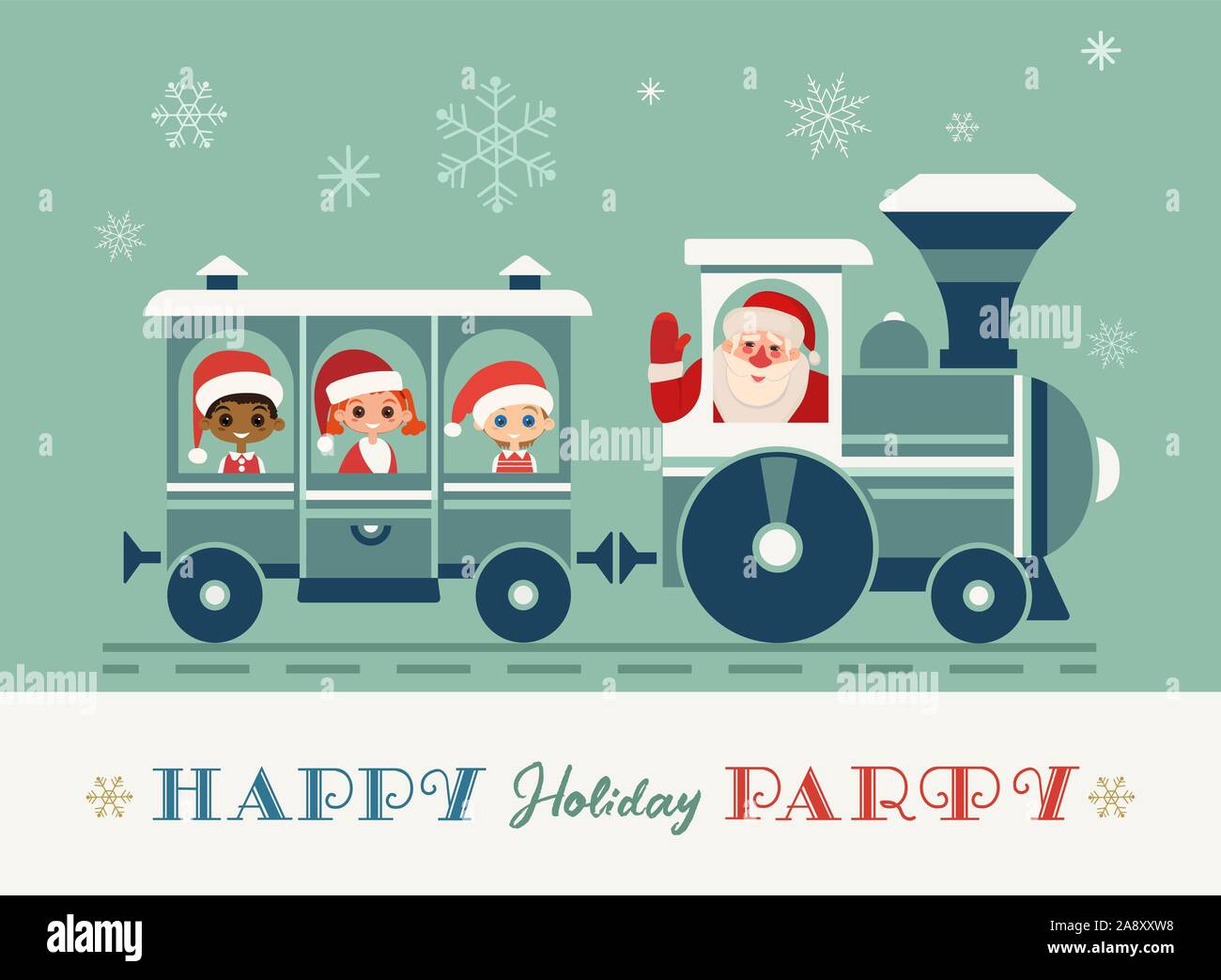 Happy holiday Santa train party vector poster Stock Vector Image & Art ...